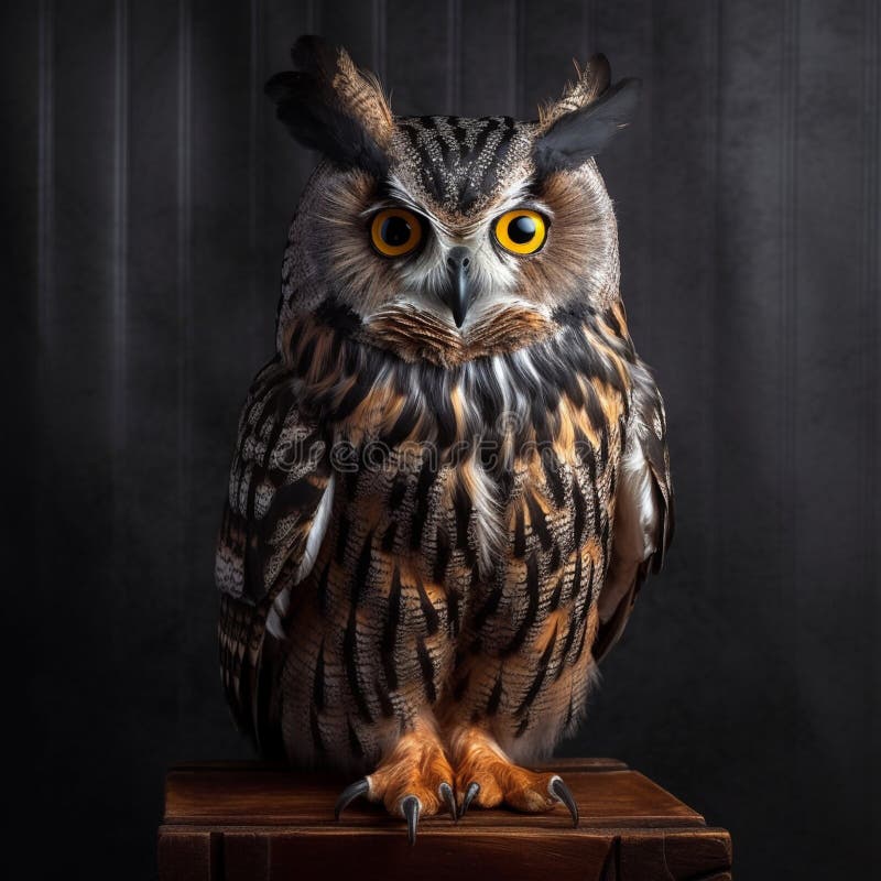 An Owl Sits Right on a Tree Branch and Looks at the Camera Stock ...