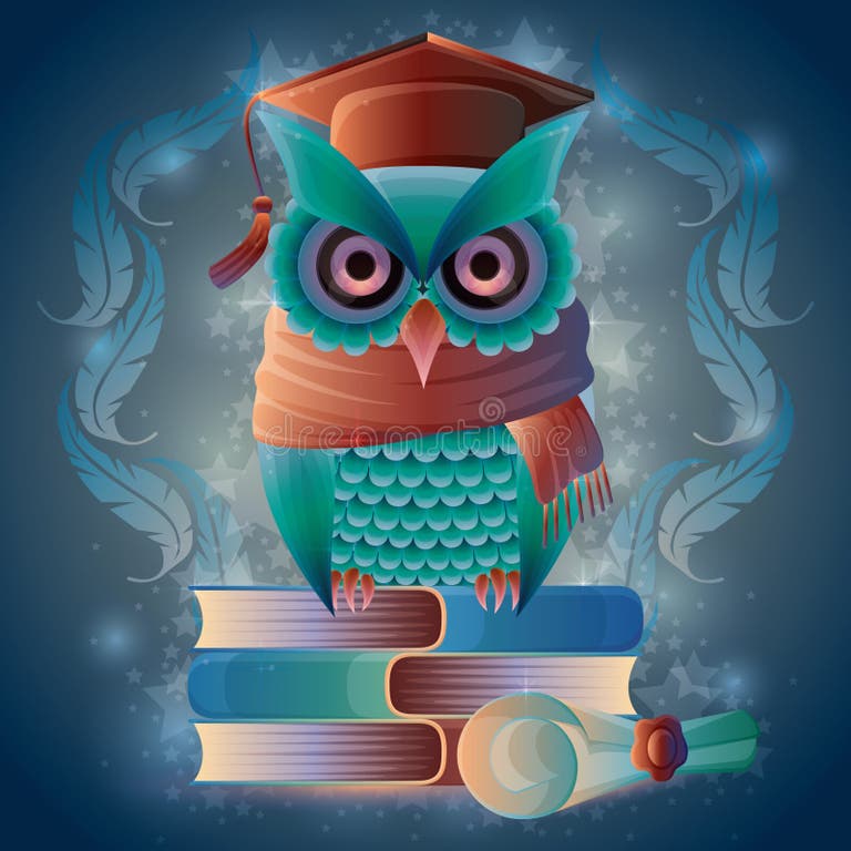 Owl Sitting on Books. Vector Illustration Decorative Design Stock ...
