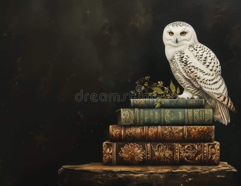 Owl Sitting on Books stock illustration. Illustration of little - 305590613