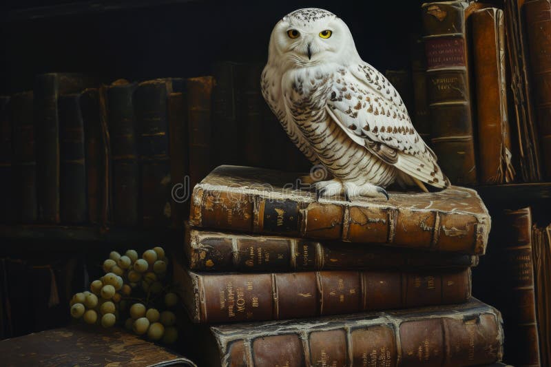 Owl Sitting on Books stock illustration. Illustration of prey - 306333215