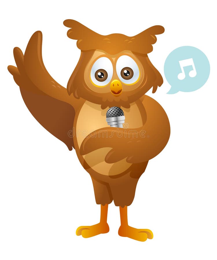 Tre Ugglor Sjunga I Kör Att Sjunga Vektor Illustrationer - Illustration ...