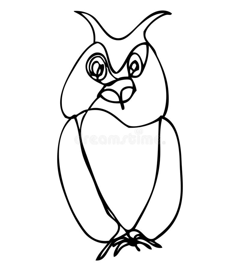 Simple Owl Vector Sketch Single One Line Art, Continuous Stock ...