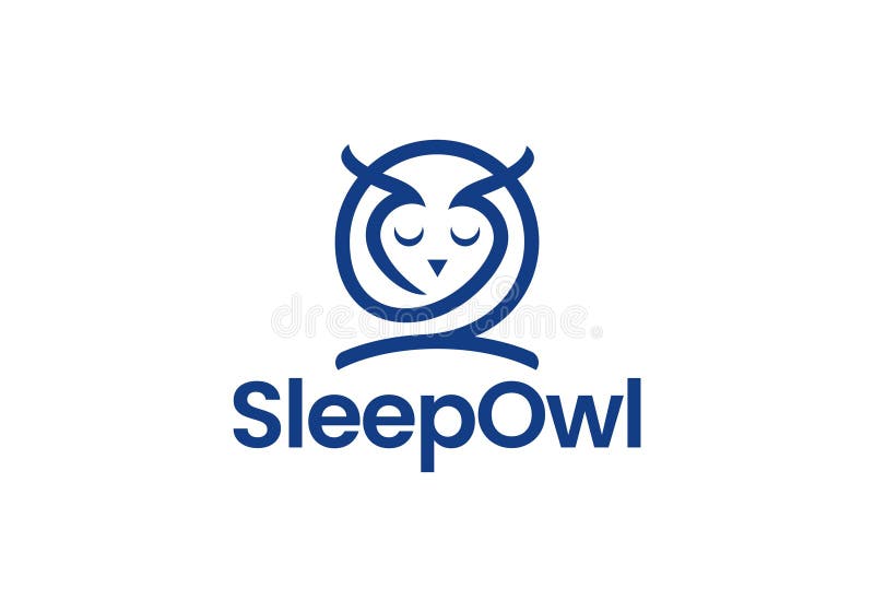Owl Sleep Line Logo. Simple Creative Design Vector Stock Illustration ...