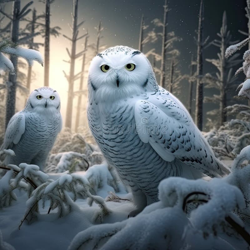 Owl in Snow, Attractive Winter Scene with Beautiful Owl, AI Generated ...