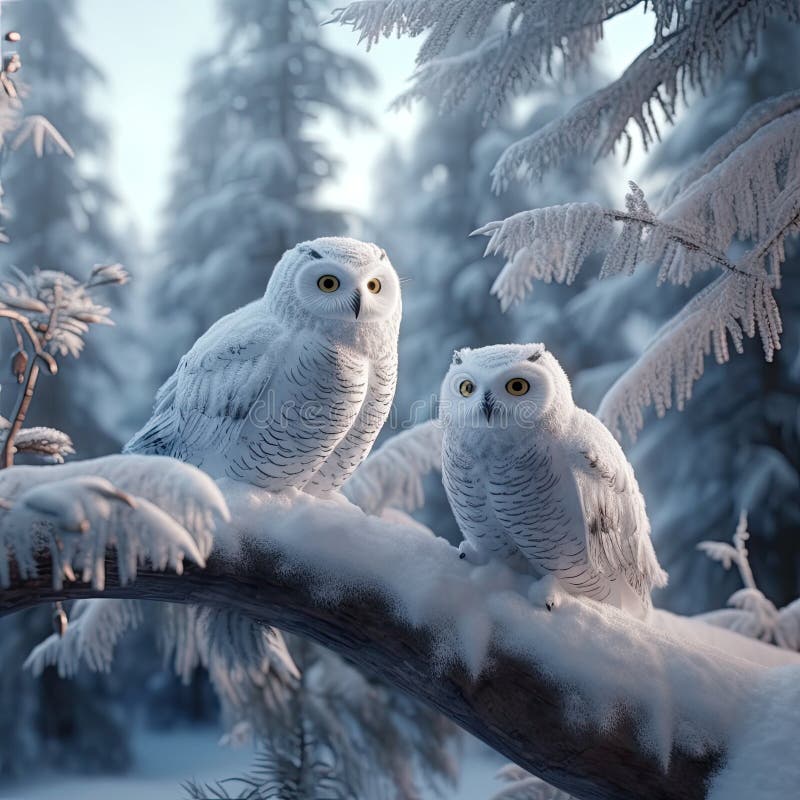 Owl in Snow, Attractive Winter Scene with Beautiful Owl, AI Generated ...