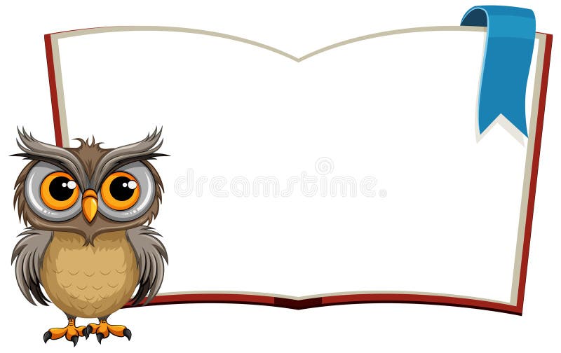 Owl Standing with a Book Blank Sign Stock Vector - Illustration of ...