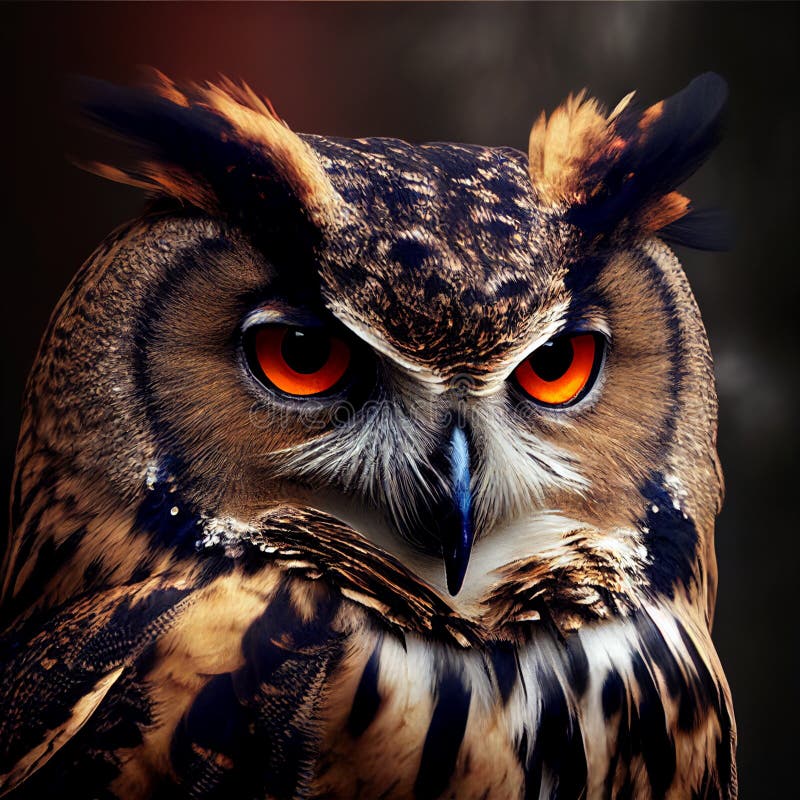 Intense Gaze - Owl Staring into the Soul Stock Illustration ...