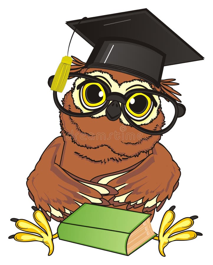 Owl and study time stock illustration. Illustration of feather - 89042119