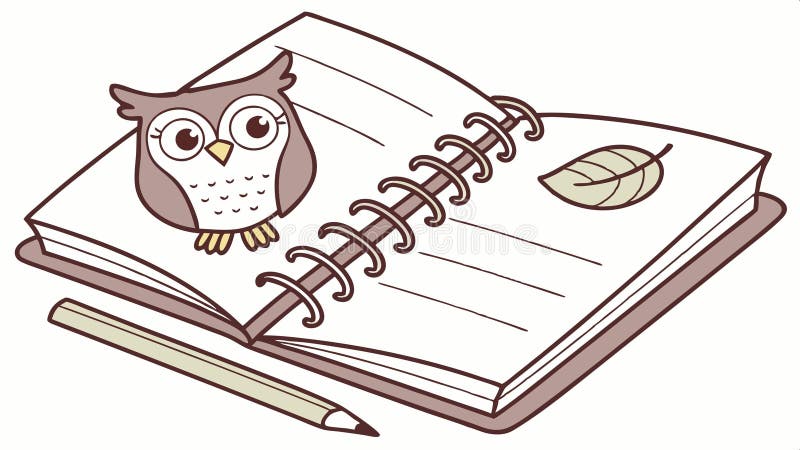 Owl Studying with Notebook and Pen, Learning and Wisdom Creature Vector ...