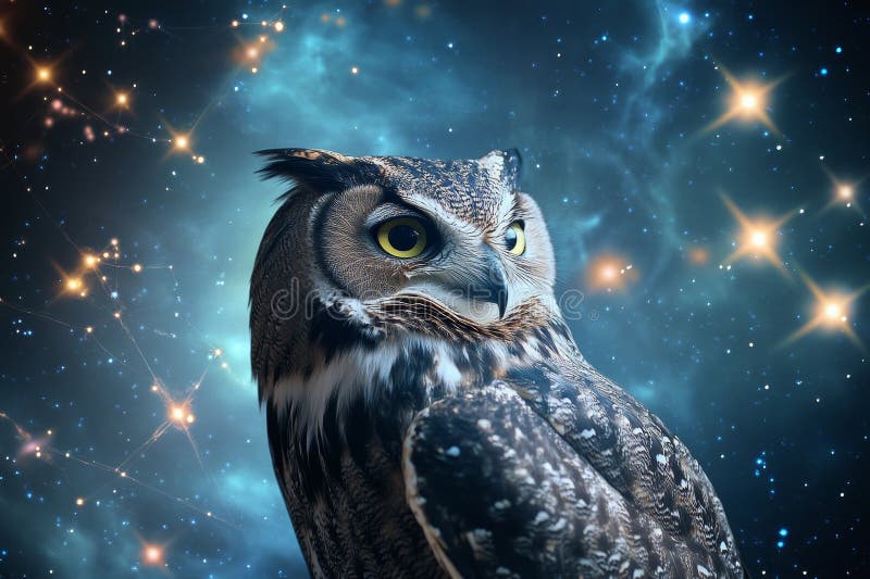 Owl Surrounded by Celestial Constellations an Enchanting Tale of ...