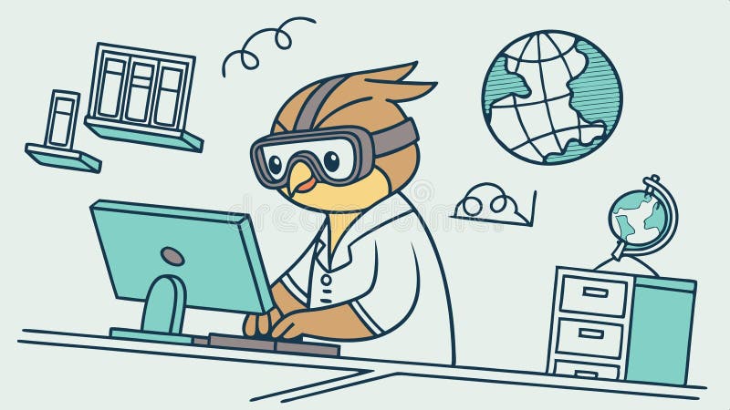 Owl Teacher with Computer, Online Education and E-learning Vector ...