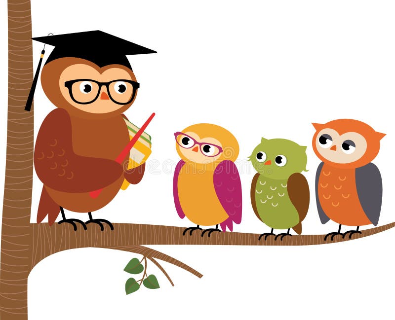 Owl Teacher Holding Pointer at Blackboard Stock Vector - Illustration ... Owl Teacher Holding Pointer at Blackboard Stock Vector - Illustration ...