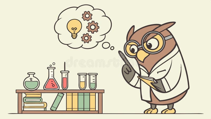 Owl Teacher Thinking with Idea Bulb, Educational Insight Design Vector ...