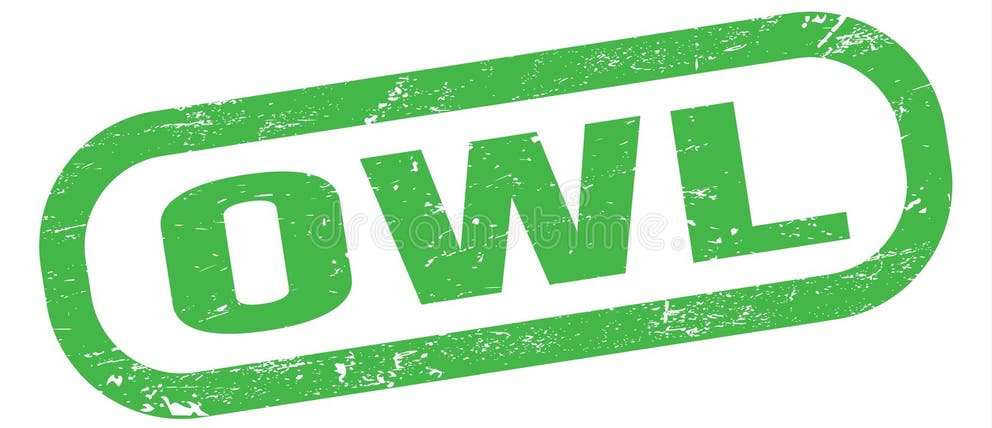 OWL, Text on Green Rectangle Stamp Sign Stock Illustration ...