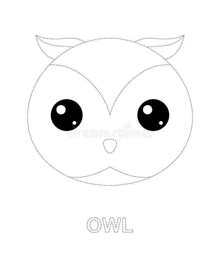 Owl Tracing Worksheet for Kids Stock Vector - Illustration of brain ...