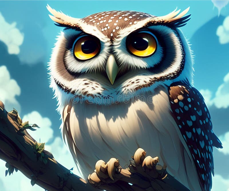 Owl on a Tree Branch.generative Ai Stock Illustration - Illustration of ...