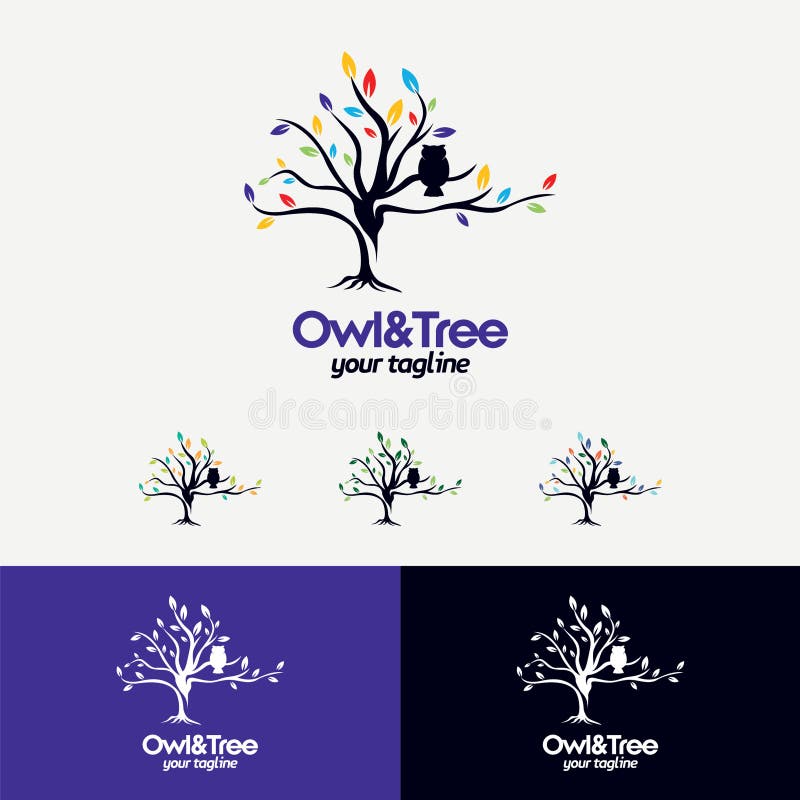 Owl and Tree Logo Design Template Stock Vector - Illustration of forest ...