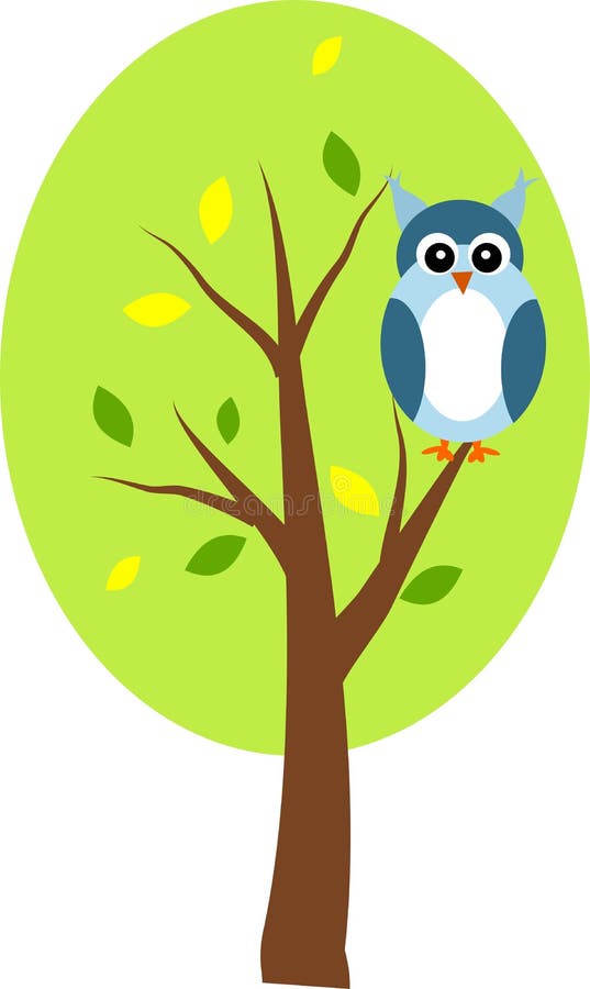 Owl on tree stock vector. Illustration of tree, isolated - 53821265