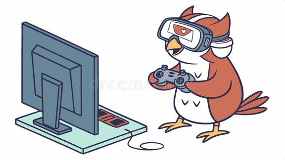 Owl Using VR Headset Virtual Reality Bird Animal Tech Gaming Experience ...