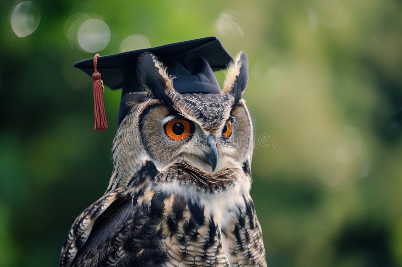 An Owl Wearing a Graduation Cap Stock Illustration - Illustration of ...