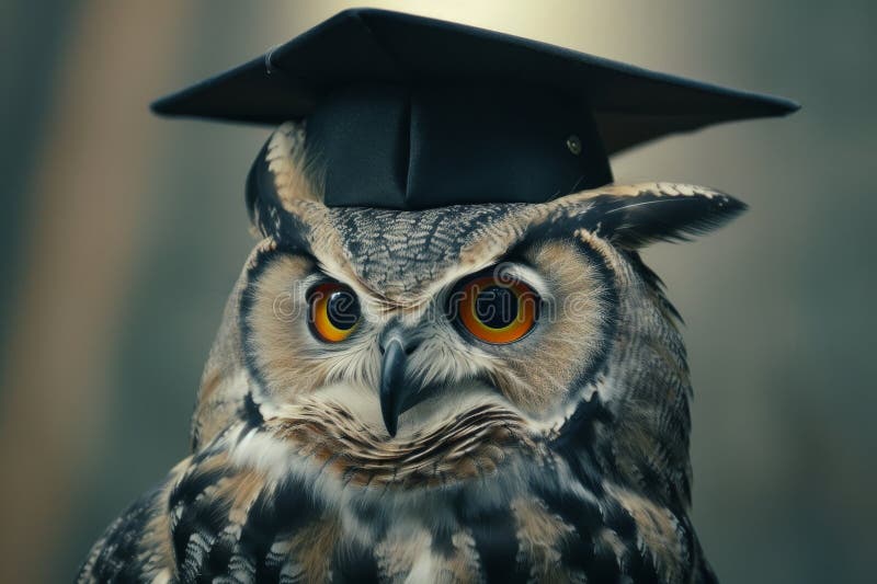 An Owl Wearing a Graduation Cap Stock Illustration - Illustration of ...