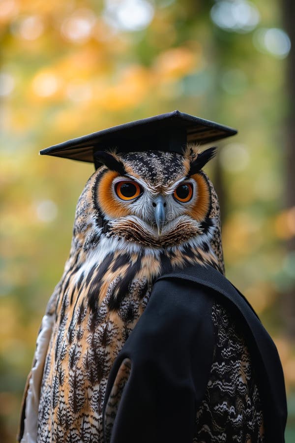 An Owl Wearing a Graduation Cap and Gown Stock Image - Image of person ...