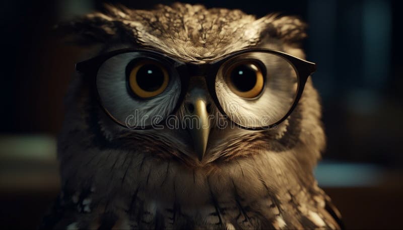 Owl Wearing Reading Glasses Stock Illustration - Illustration of ...