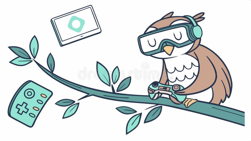 Owl Wearing VR Headset Virtual Reality Bird Animal Tech Gaming Cartoon ...