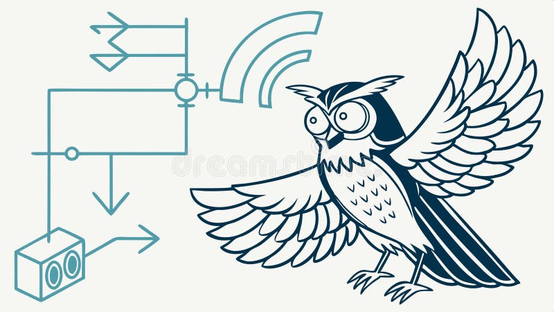 Owl with Wifi Signal Tech Connection, Technology Communication ...