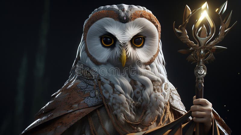 Owl Wizard, Digital Art Illustration, Generative AI Stock Illustration ...