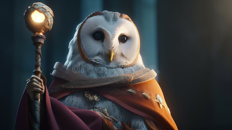 Owl Wizard, Digital Art Illustration, Generative AI Stock Illustration ...