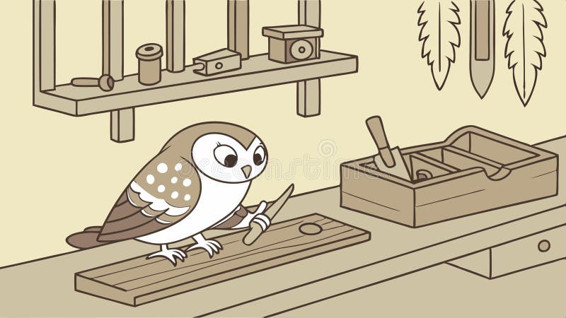 Owl in Workshop with Tools Illustration, Craft or Wisdom Vector Design ...