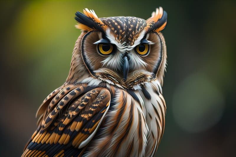 Owl with Yellow Eyes on a Solid Background. Ai Generative Stock Photo ...