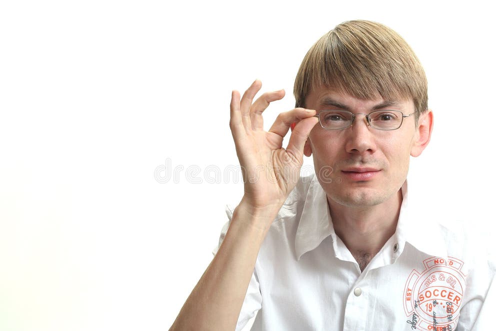 Owlish young man stock photo. Image of spectacles, specs - 554776