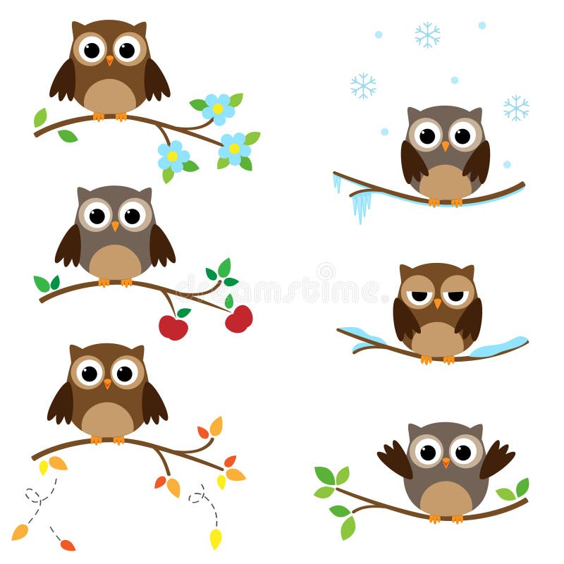 Color owls clip art stock vector. Illustration of blue - 20022626