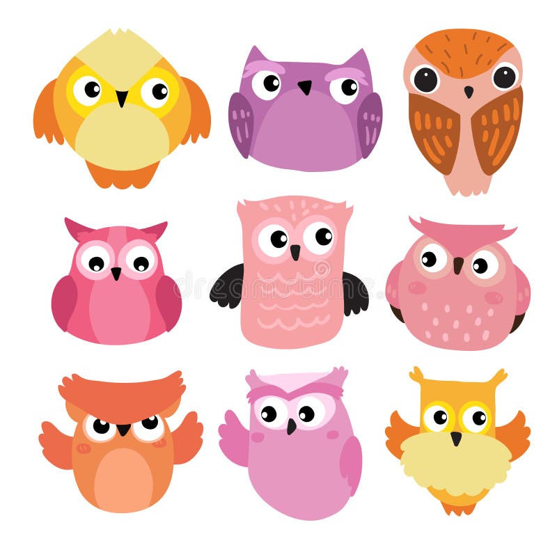Owls Character Vector Design Stock Illustration - Illustration of draw ...
