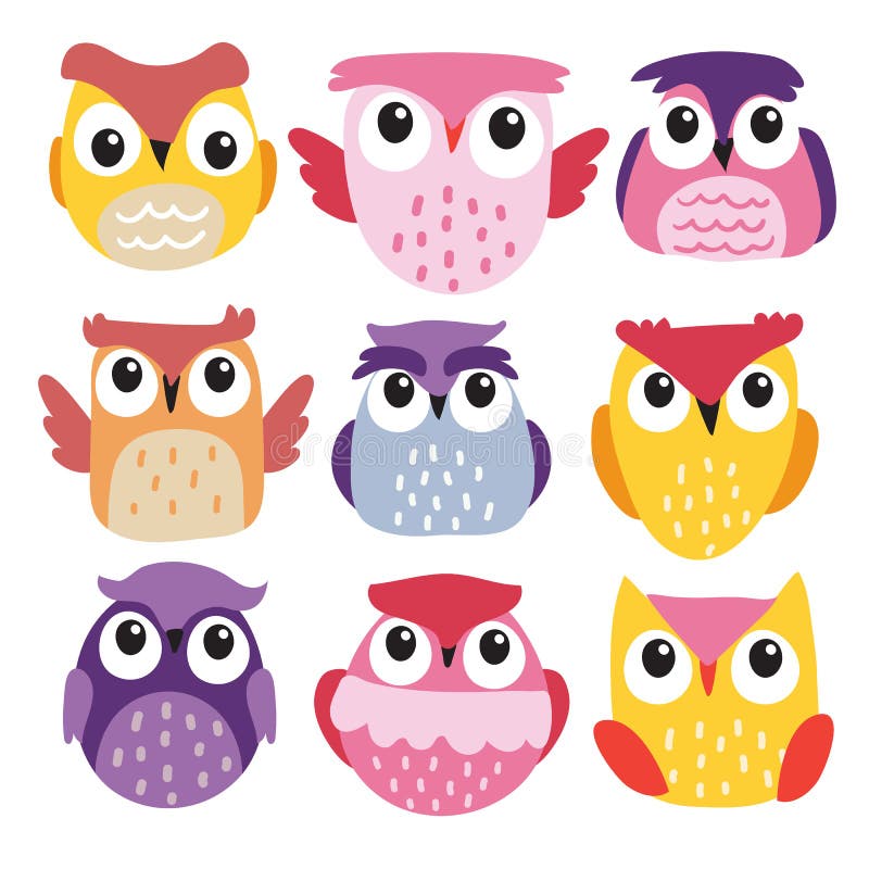 Owls Character Vector Design Stock Illustration - Illustration of ...