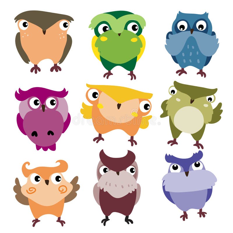 Owls Character Vector Design Stock Vector - Illustration of hand, color ...