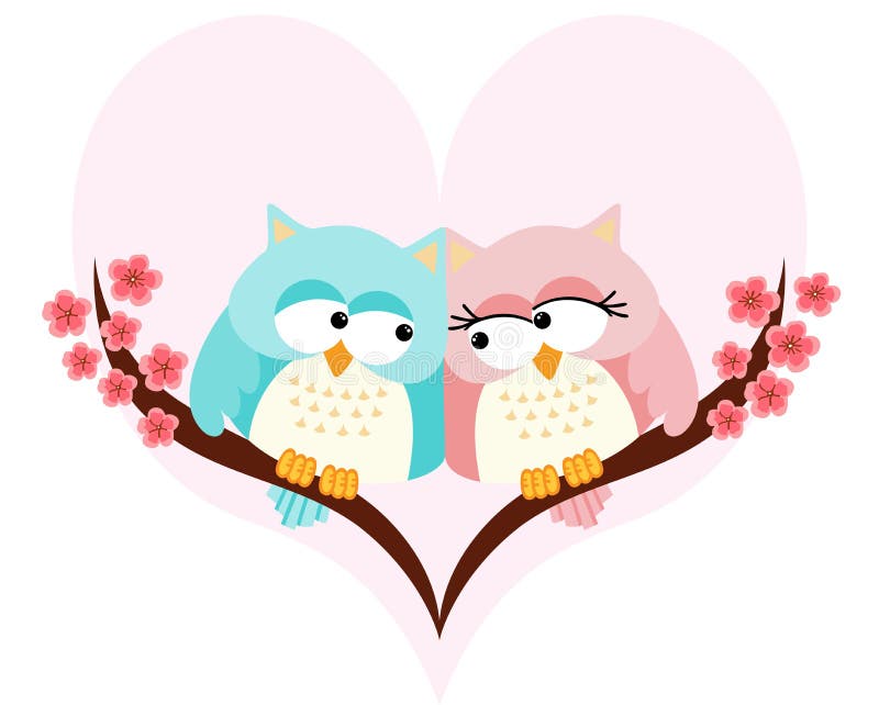 Two Owls in Love on a Swing Stock Vector - Illustration of graphic ...