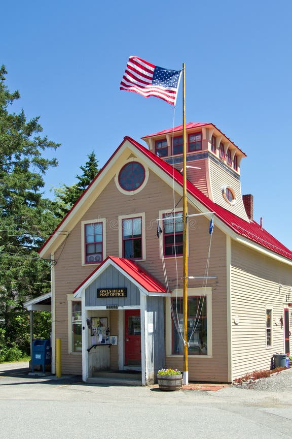 Owls Head Post Office stock image. Image of banner, leisure - 44937709