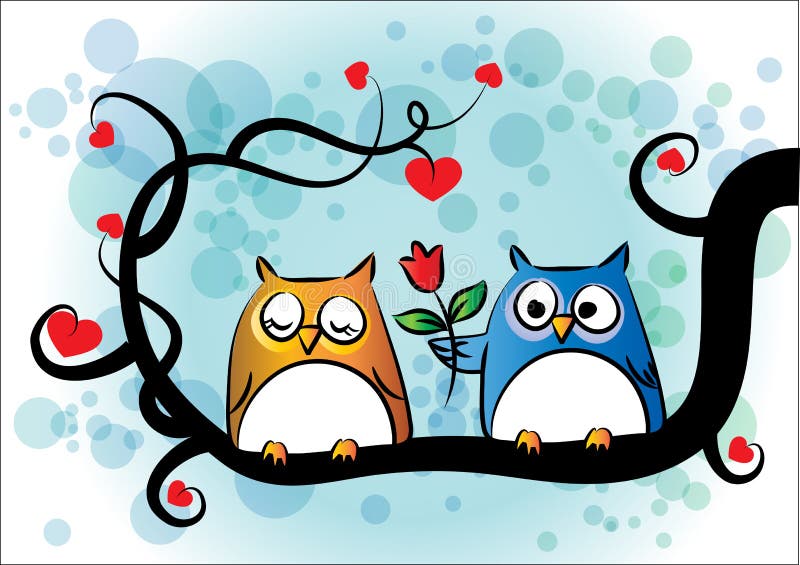 Owls on the tree stock illustration. Illustration of tree - 45893855