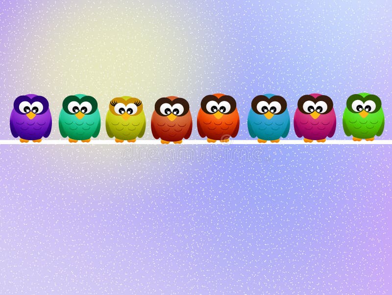 Owls on wire stock illustration. Illustration of nature - 54264663