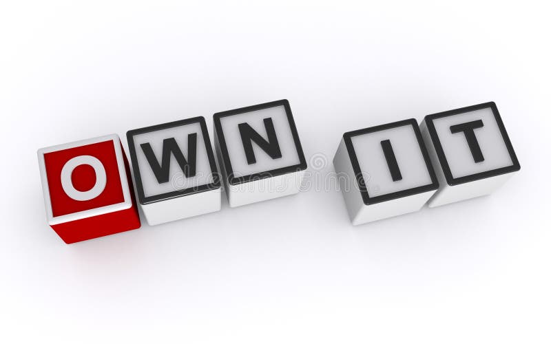 Own it word block on white stock illustration. Illustration of white ...