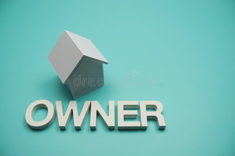 Owner Alphabet Letters with House Model on Blue Background Stock Image ...