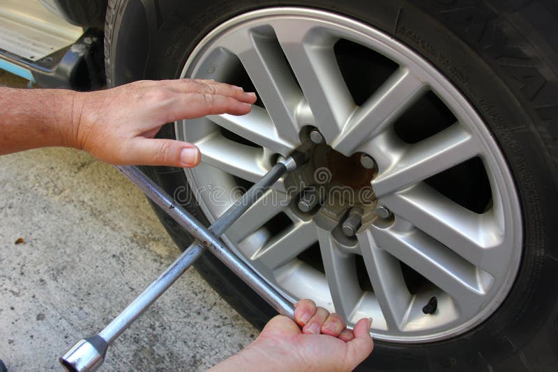 The Owner Car is Using Tool Box Remove the Wheel Stock Image - Image of ...
