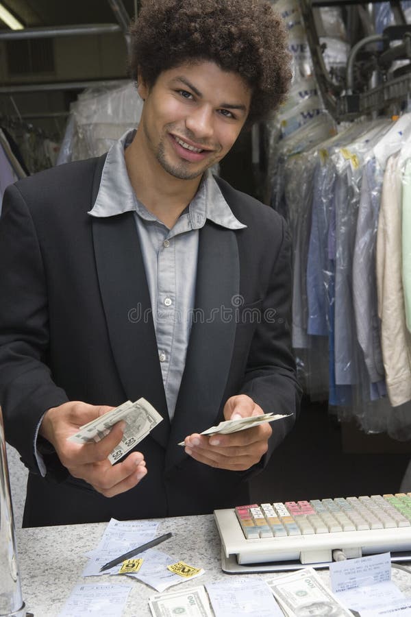 Owner Counting Money stock photo. Image of cashier, people - 29664534