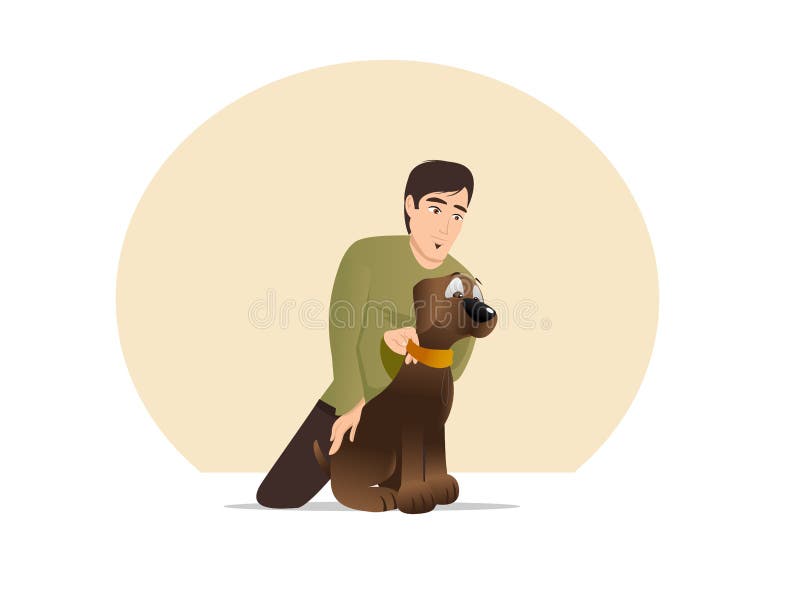 Owner Restraining Dog stock vector. Illustration of sitting - 32331382