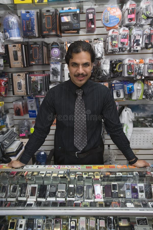 Owner Standing in Mobile Shop Editorial Image - Image of indoors ...
