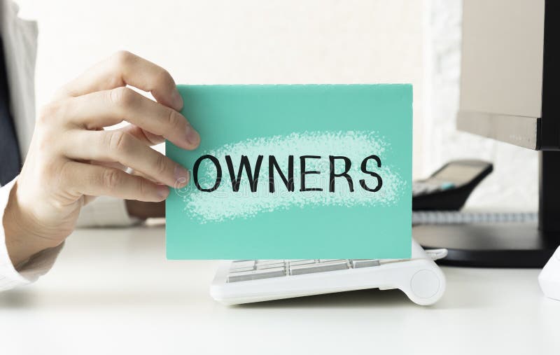 Owners Text on Card in Hand. Ownership Stock Photo - Image of owner ...