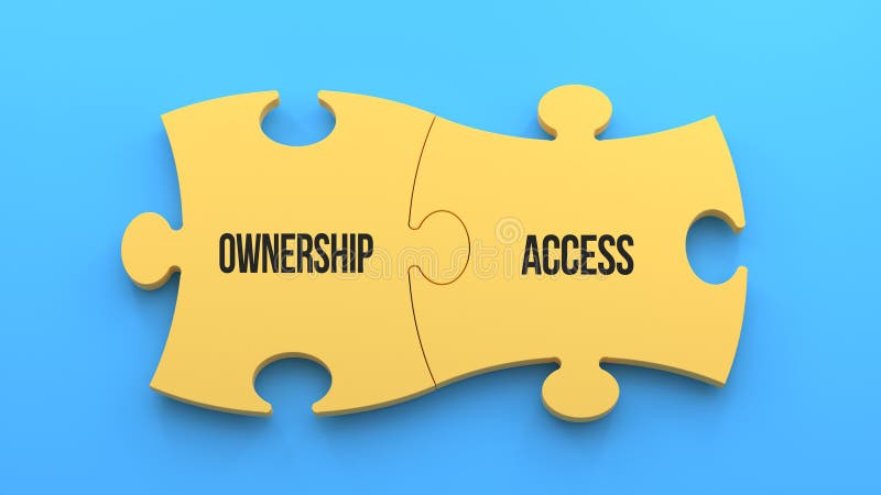 Ownership and Access Text Message on Jigsaw Puzzle. Blue Background,3d ...
